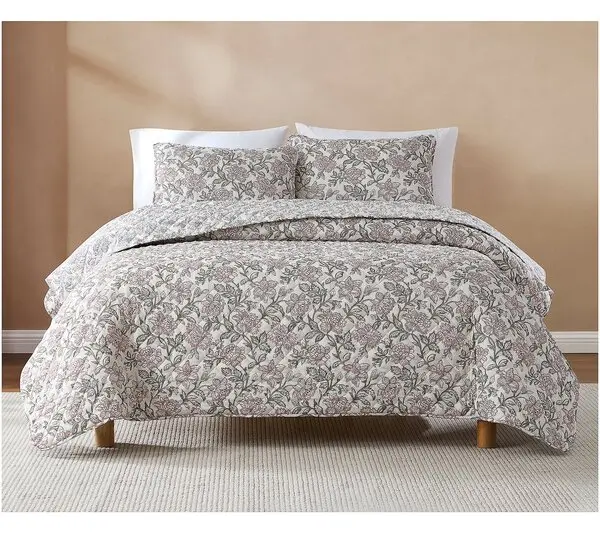 LUSH DECOR Zara Floral Block Reversible Quilt S Et King/cal K - One-color