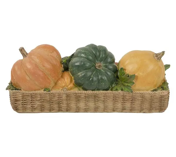 NORTHLIGHT Basket With Pumpkins Thanksgiving De Oration 15 - One-color