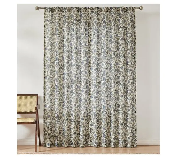 LUSH DECOR Lillian Block Linen Textured Window Urtain Pair