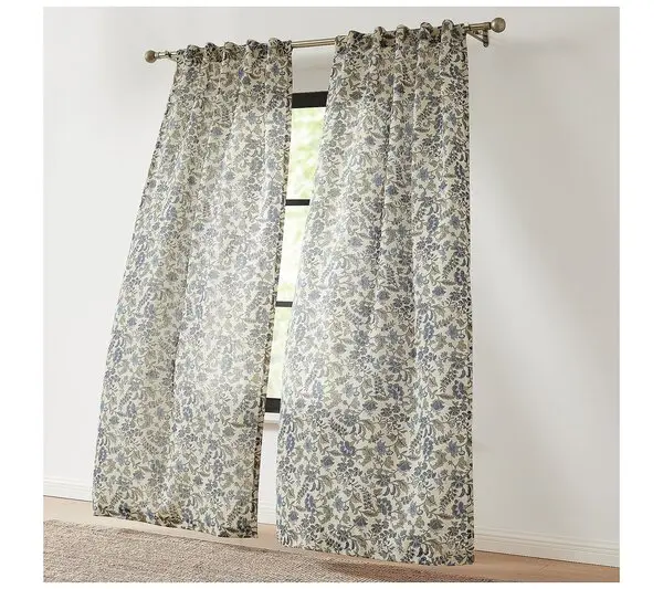 LUSH DECOR Lillian Block Linen Textured Window Urtain Pair