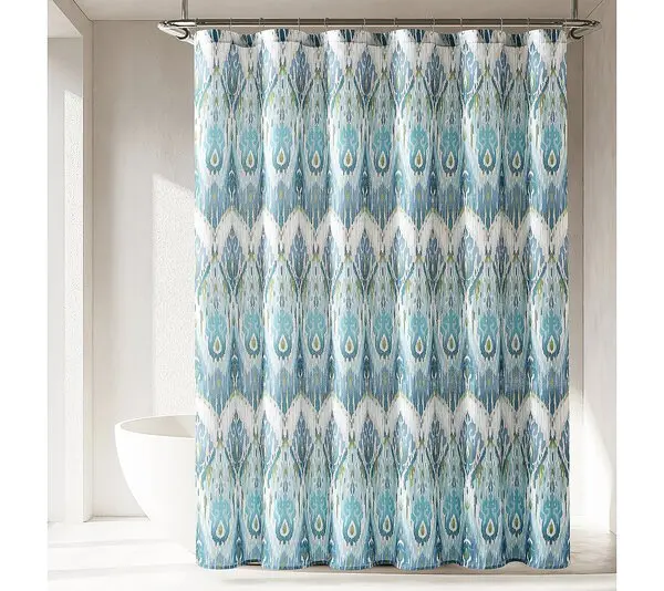 LUSH DECOR Ikat Drops Shower Curtain Teal Singl E 72x72 - One-color