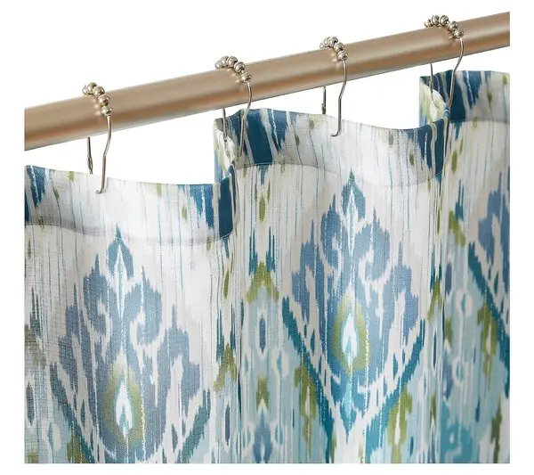 LUSH DECOR Ikat Drops Shower Curtain Teal Singl E 72x72