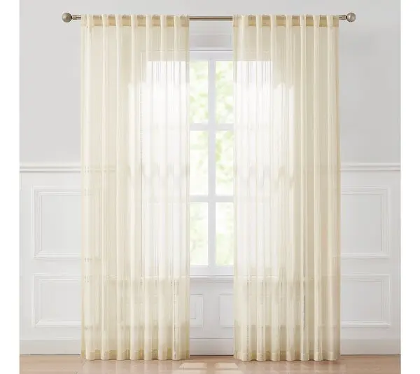 LUSH DECOR Calia Textured Stripe Sheer Window C Urtain 2 Panel - One-color