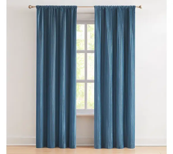 LUSH DECOR Glam Pleated Velvet Light Filtering Indow Curtains - One-color