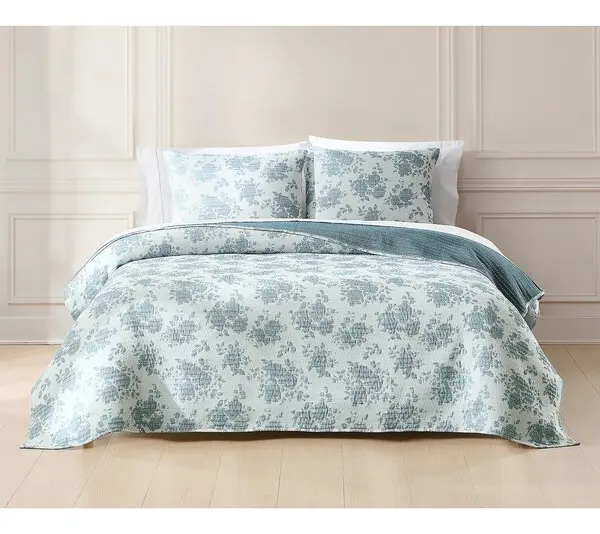 LUSH DECOR Rose Garden Stitch Jacquard Coverlet Set King - One-color