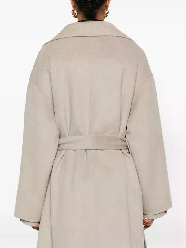 Nanushka Wool-silk Belted Coat - Neutrals