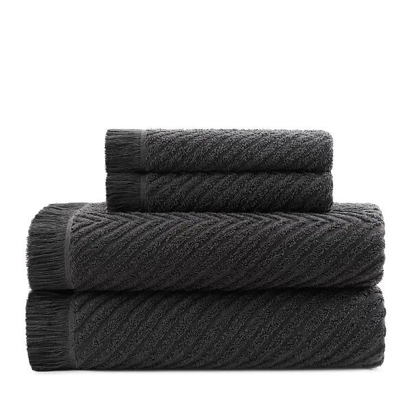 Dkny Pure Yarn Dyed Waffle Cotton Bath And Hand Towel 4-piece Set - Black