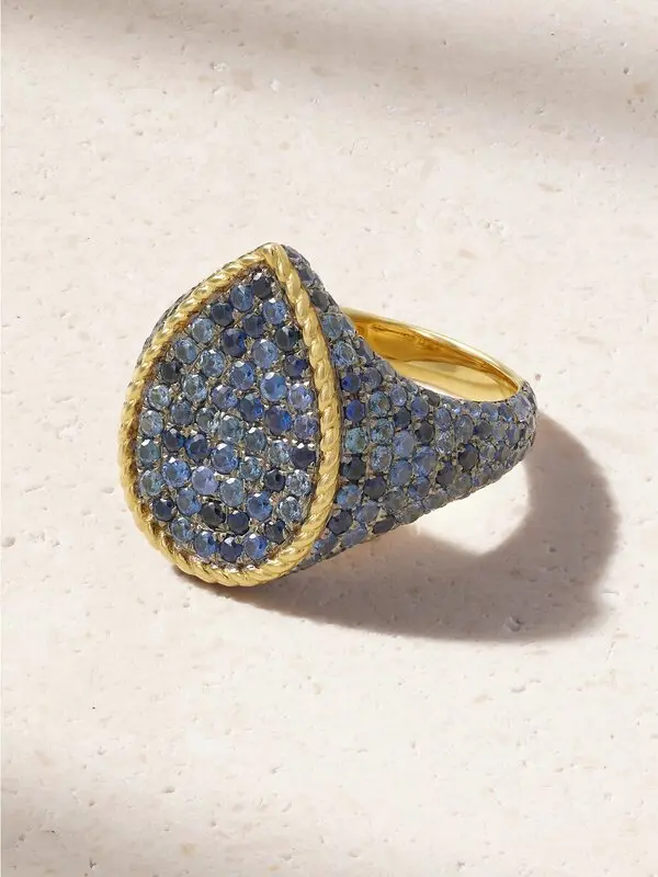 Yvonne Léon Poire Sapphire Signet Ring - Blue