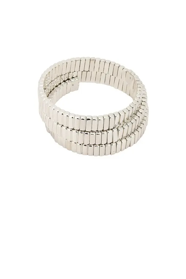ROXANNE ASSOULIN Flat Cobra Triple Wrap Bracelet - Silver