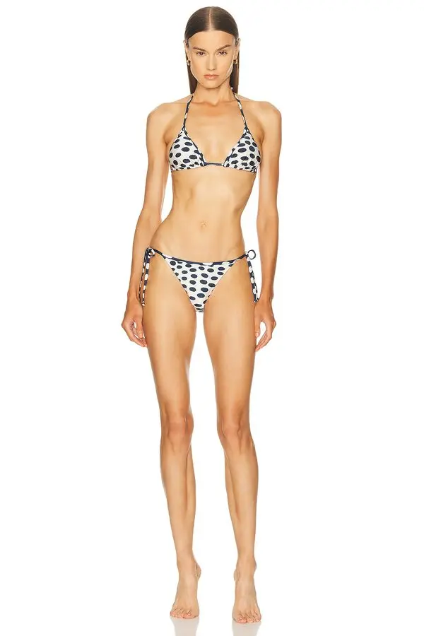 ADRIANA DEGREAS Pois Triangle Bikini Set - Off White