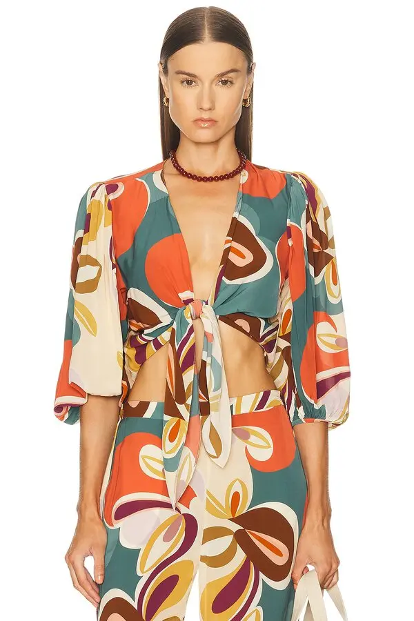ADRIANA DEGREAS Organic Floral Puff Sleeved Blouse - Unique