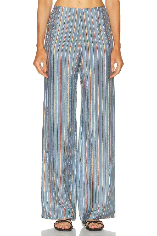 THE ELDER STATESMAN Striped Zip Pant