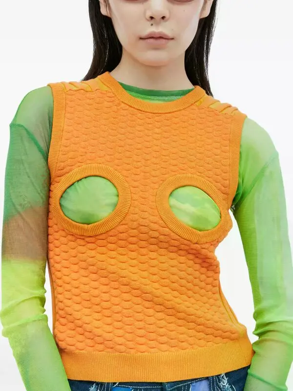 Paula Canovas Del Vas Waffle-knit Cut-out Top