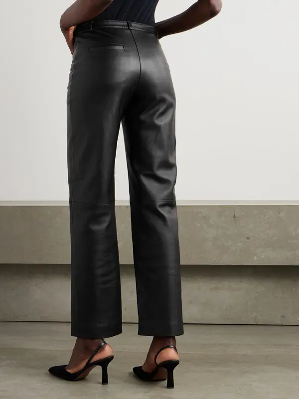 Loulou De Saison Cobe Paneled Leather Straight-leg Pants - Black