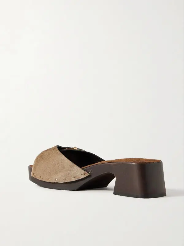 Khaite Britt Buckled Calf Hair Mules