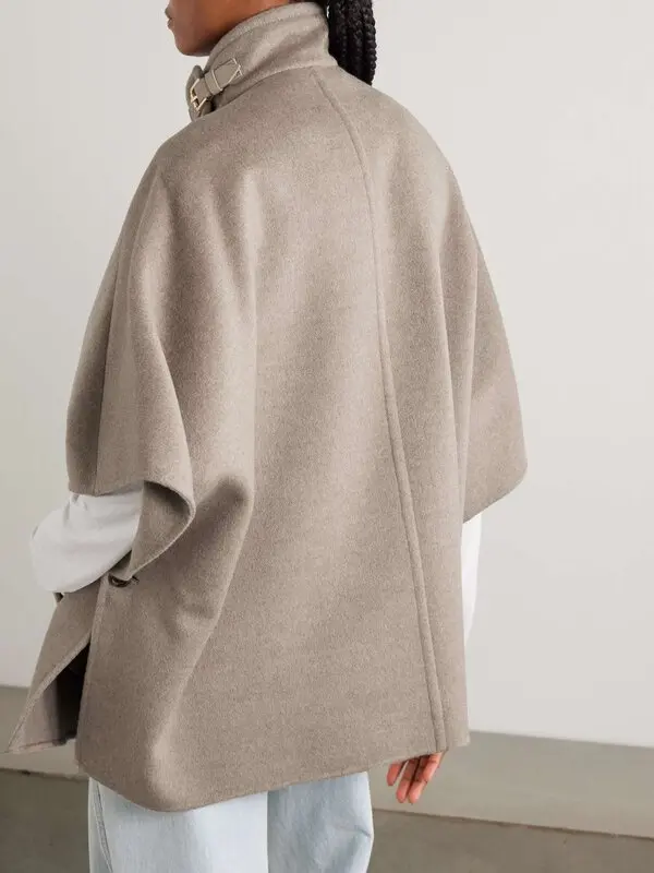 Max Mara Derrik Leather-trimmed Cashmere Cape