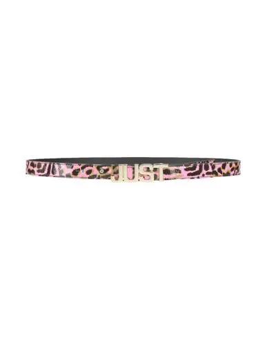 Just Cavalli Leather Belt With Leopard Print And Logo - Pink