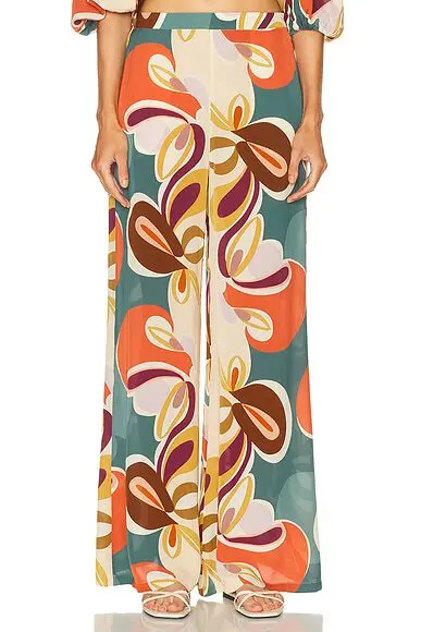 ADRIANA DEGREAS Organic Floral Wide Leg Pant - Unique