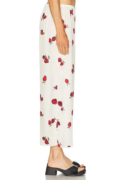 Khaite Mindy Cropped Pant - Raspberry & Cream
