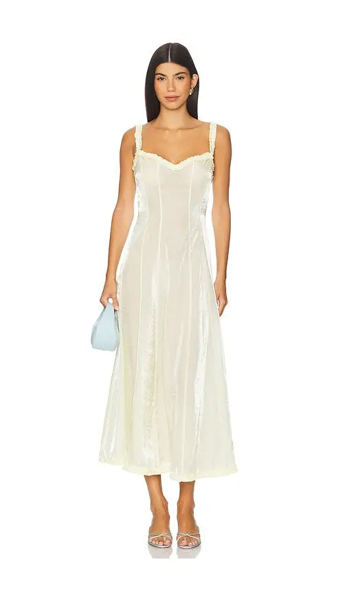 knee length dresses for ladies Long Sleeve Square Neck Fit & Flare Midi Dress main image 0