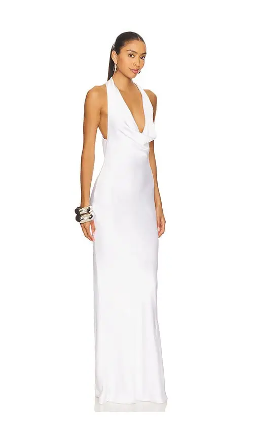 Norma Kamali Halter Drape Bias Gown - Snow White