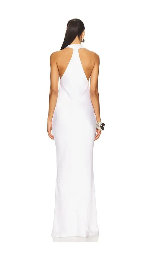 Norma Kamali Halter Drape Bias Gown - Snow White