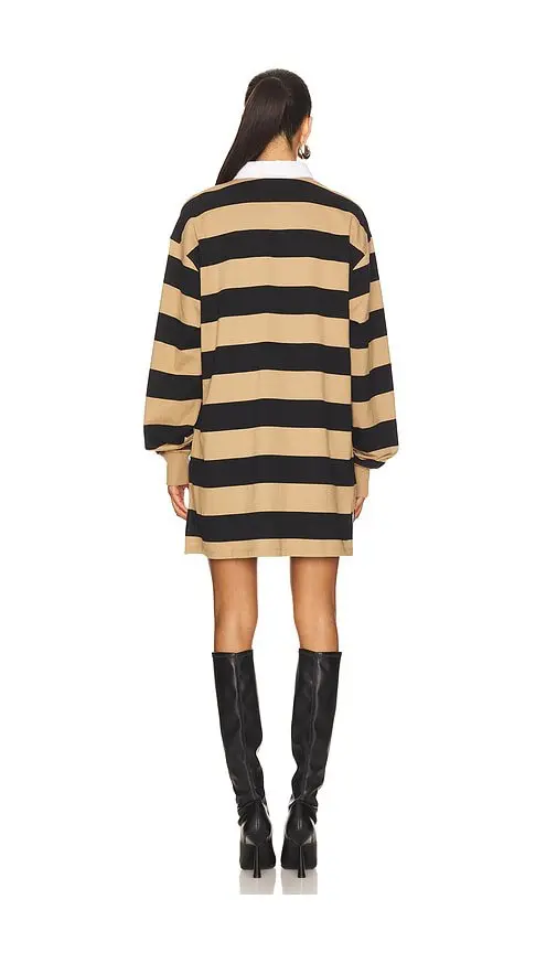Good American Jersey Polo Mini Dress In Mineral And Black Rugby Stripe001 -  19% Off | Editorialist