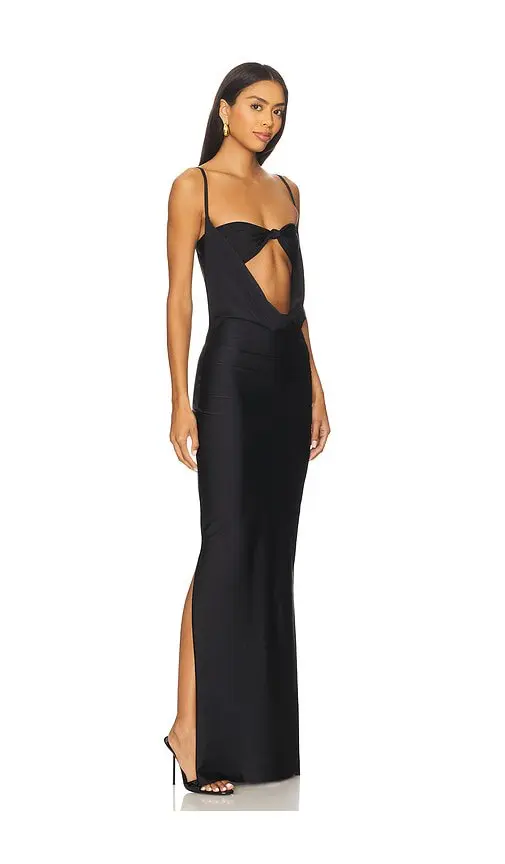 ANCORA Kleos Maxi Dress With Draped Neckline And Slit