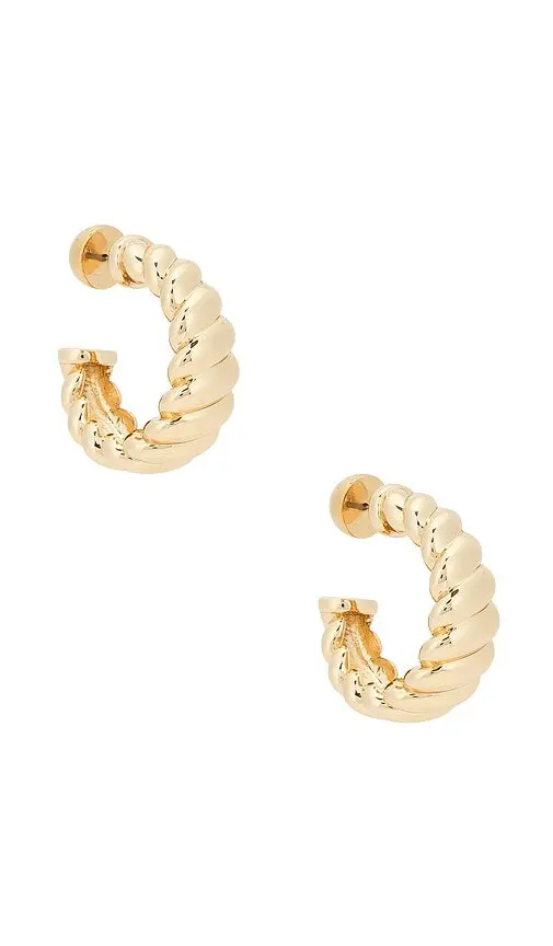 Ettika Modern Ribbed Hoop Earrings - Gold