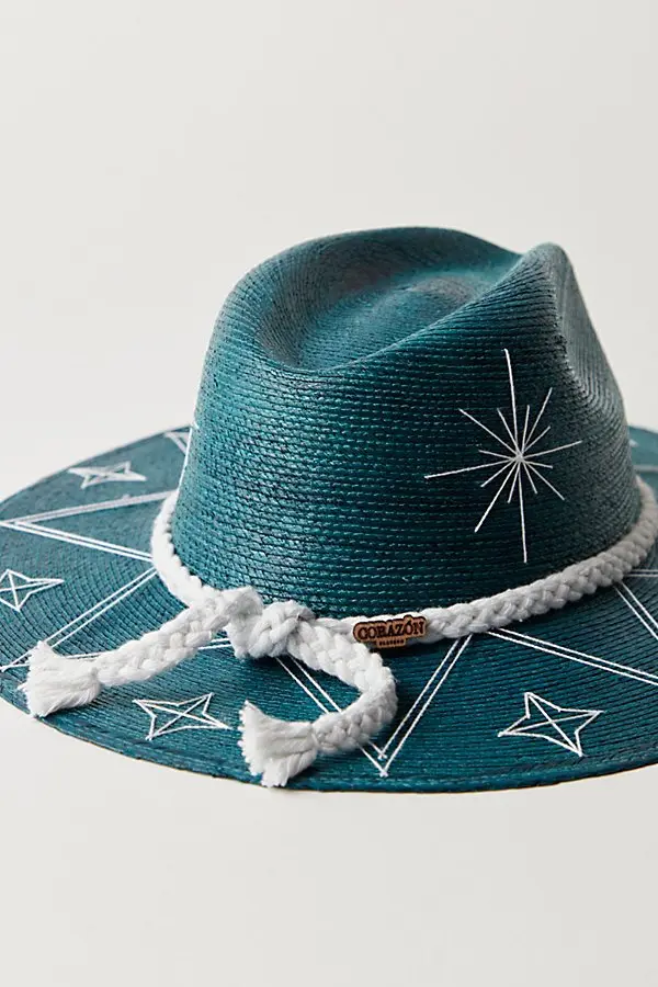 Corazon Playero Embroidered Straw Hat