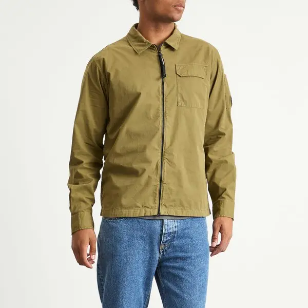 C.P. COMPANY Organic Gabardine Zip Overshirt - Capers