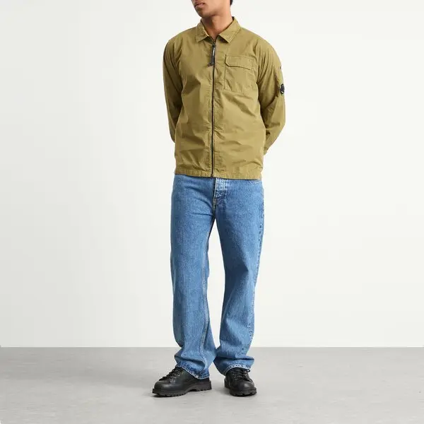 C.P. COMPANY Organic Gabardine Zip Overshirt - Capers
