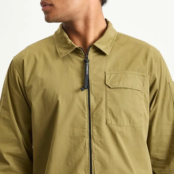 C.P. COMPANY Organic Gabardine Zip Overshirt - Capers