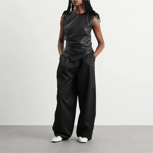 RÓHE Sleeveless Draped Leather Top