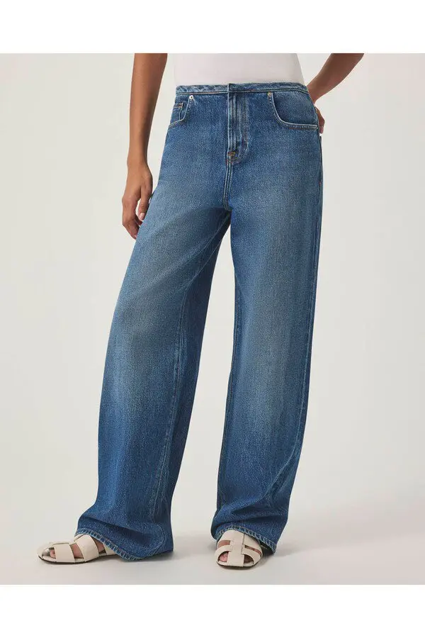 Splendid Cut Waist Relaxed Wide-leg Jeans