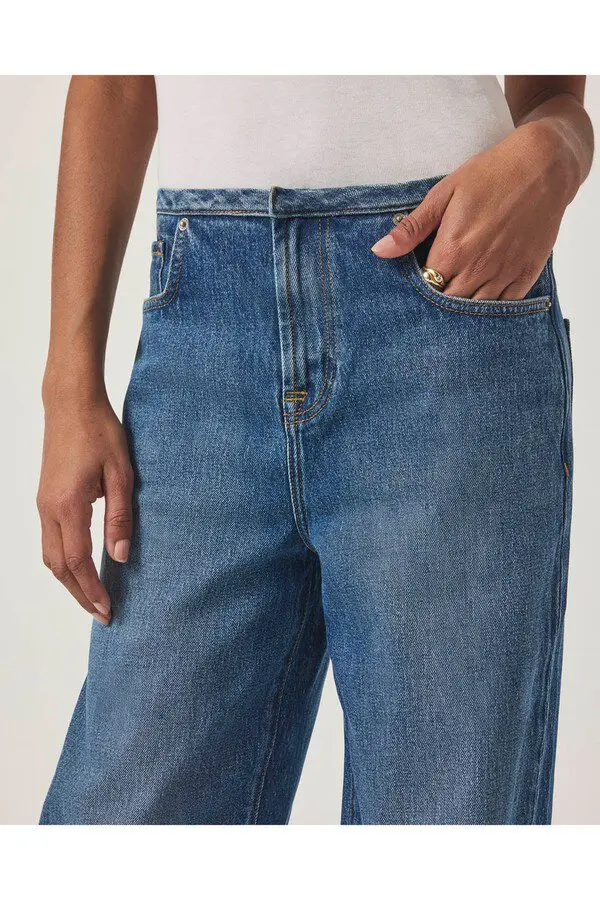 Splendid Cut Waist Relaxed Wide-leg Jeans