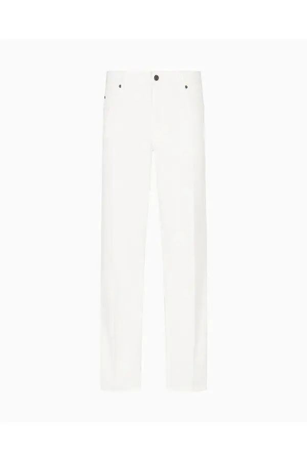 Emporio Armani Straight-fit Five-pocket Twill Trousers - White
