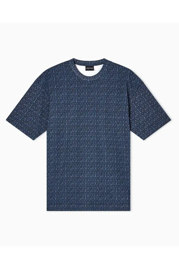 Emporio Armani Asv Jersey T-shirt With Majolica-effect Print - Blue