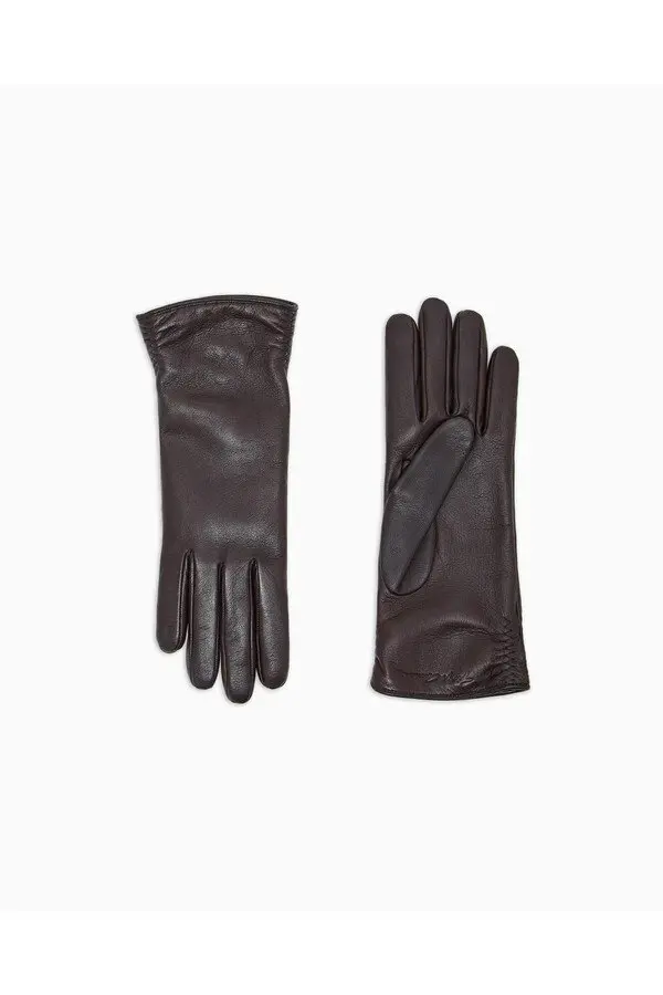 Giorgio Armani Lambskin Nappa Leather Gloves - Brown