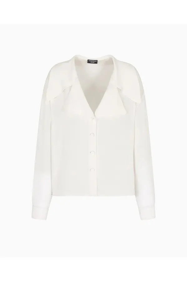 Emporio Armani Icon Silk Double Georgette Shirt - White