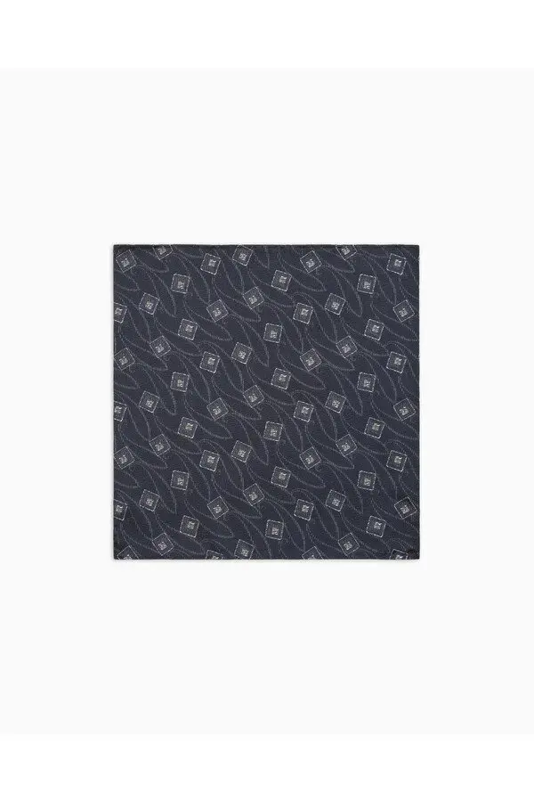 Giorgio Armani Geometric Silk Jacquard Pocket Square - Blue