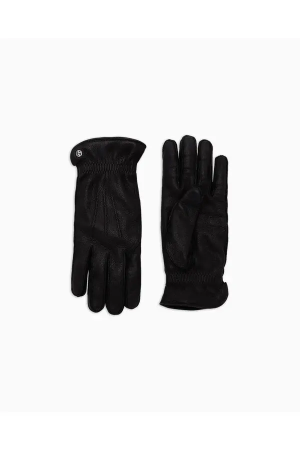Giorgio Armani Deerskin Leather Gloves - Black