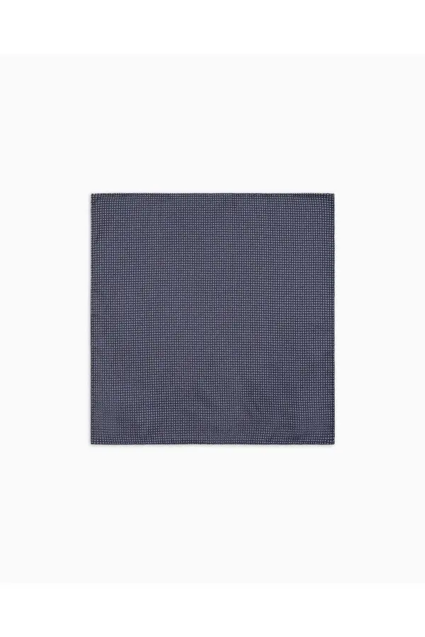Giorgio Armani Geometric Silk Jacquard Pocket Square - Blue