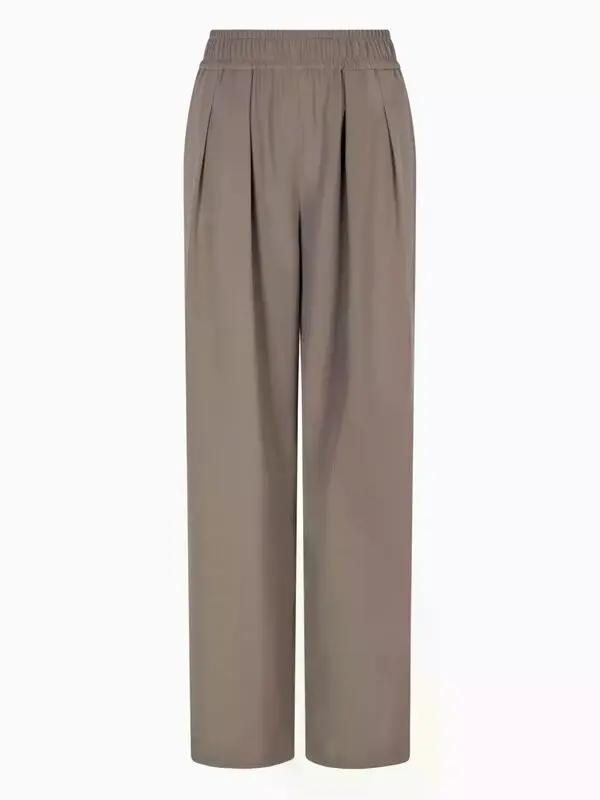 Emporio Armani Elastic-waist Pleated Trousers - Brown