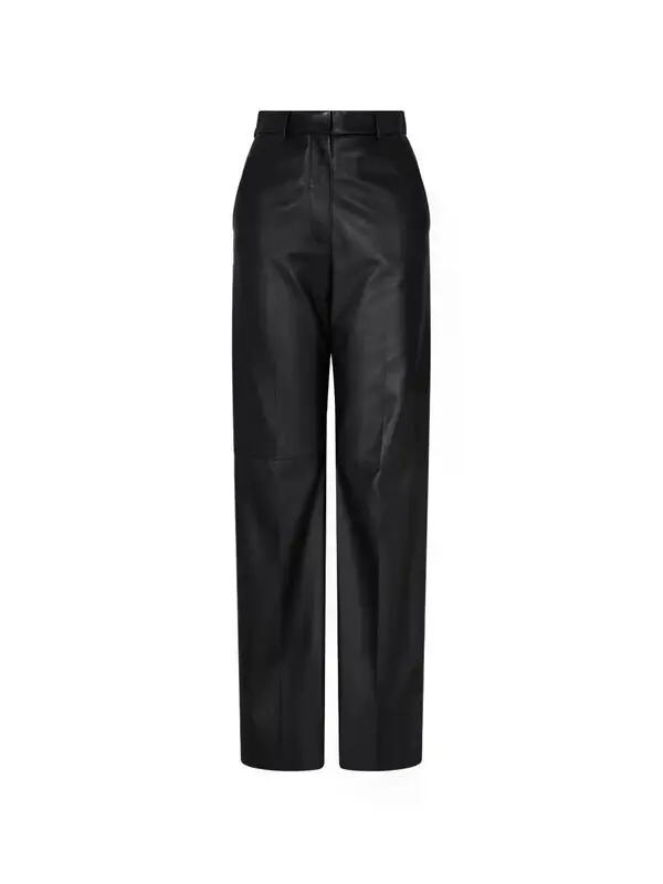 Emporio Armani Faux-leather Flared Trousers - Black