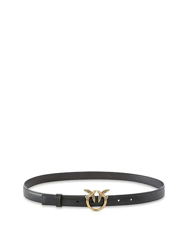 Pinko Love Berry H2 Leather Belt - Black-antique Gold