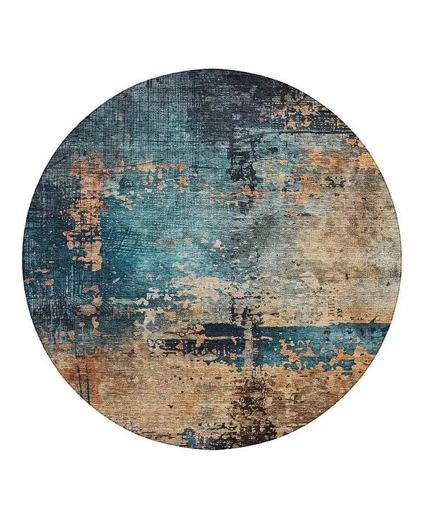 DALYN RUG COMPANY Dalyn Nouveau Nv14 Round Area Rug, 8' X 8 - Teal
