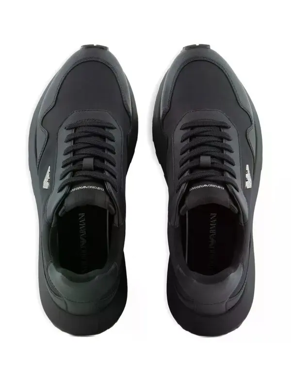 Emporio Armani Logo Plaque Sneakers - Black