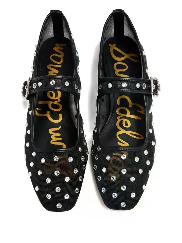 Sam Edelman Michaela Embellished Mesh Ballet Flats - Black