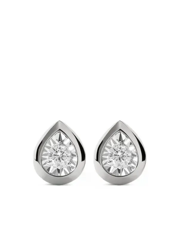 Monica Vinader Pear Diamond Stud Earrings - Silver